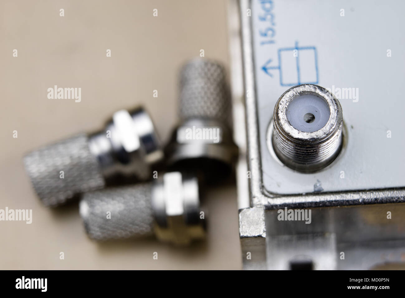 F-type connector in the enlargement. Accessories used for the ...