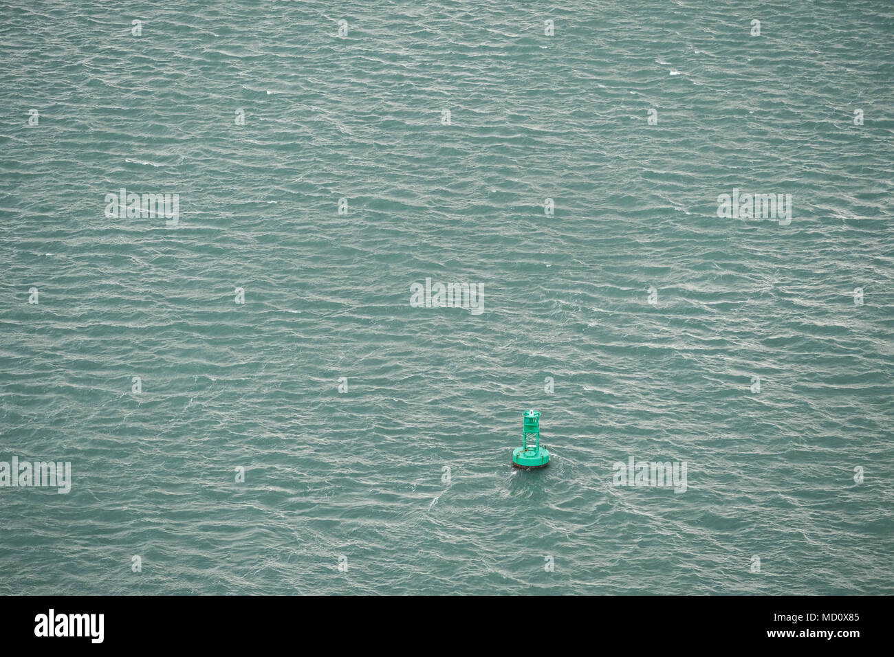 A green lighted buoy is shown near Coast Guard Station Humboldt Bay ...