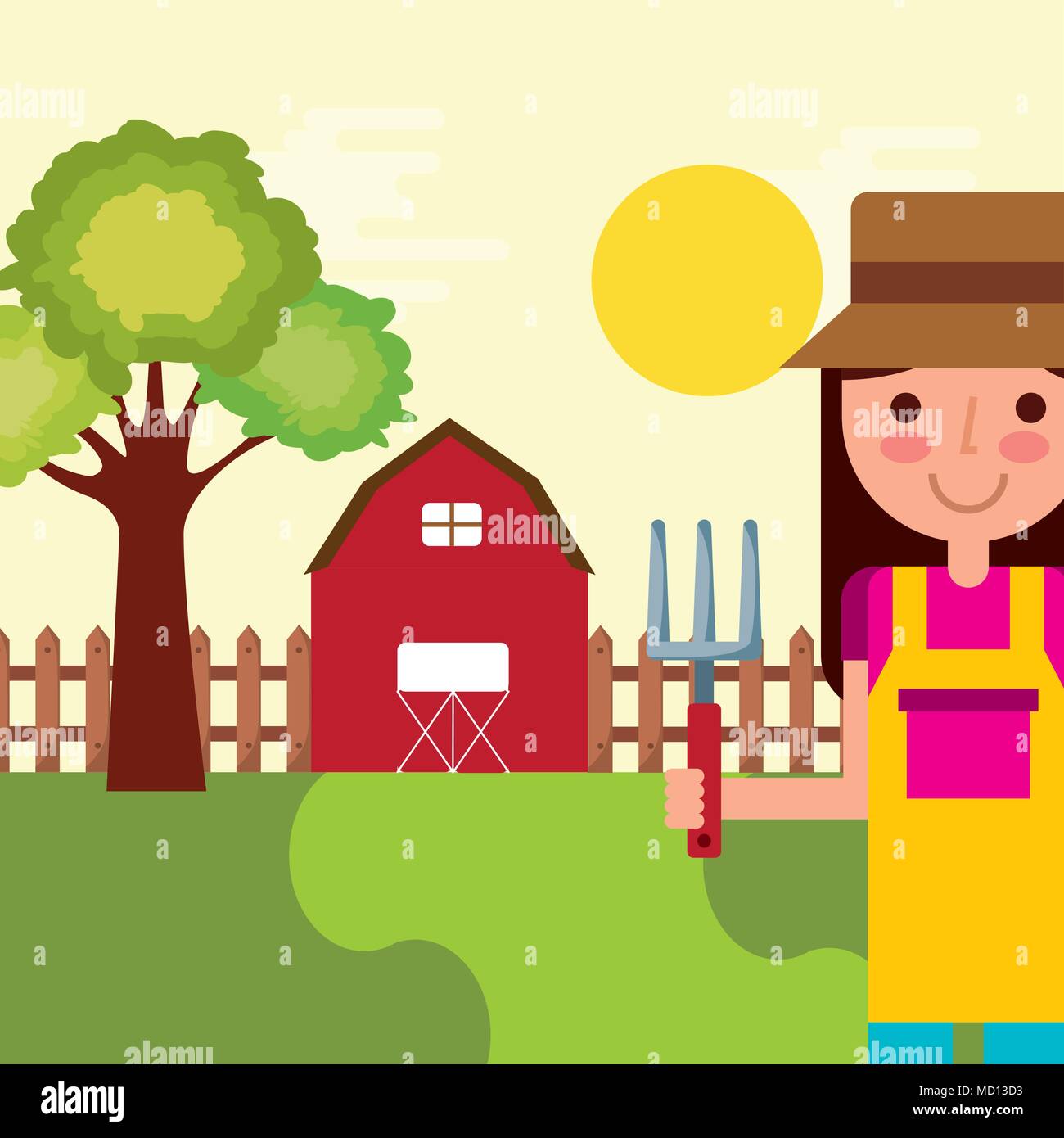 Farm Girl Clip Art High Resolution Stock Photography and Images - Alamy