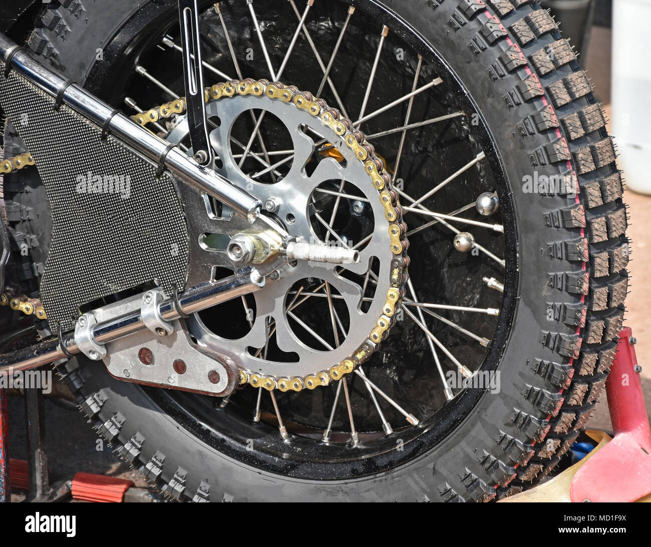 Back tire of a speedway bike Stock Photo - Alamy