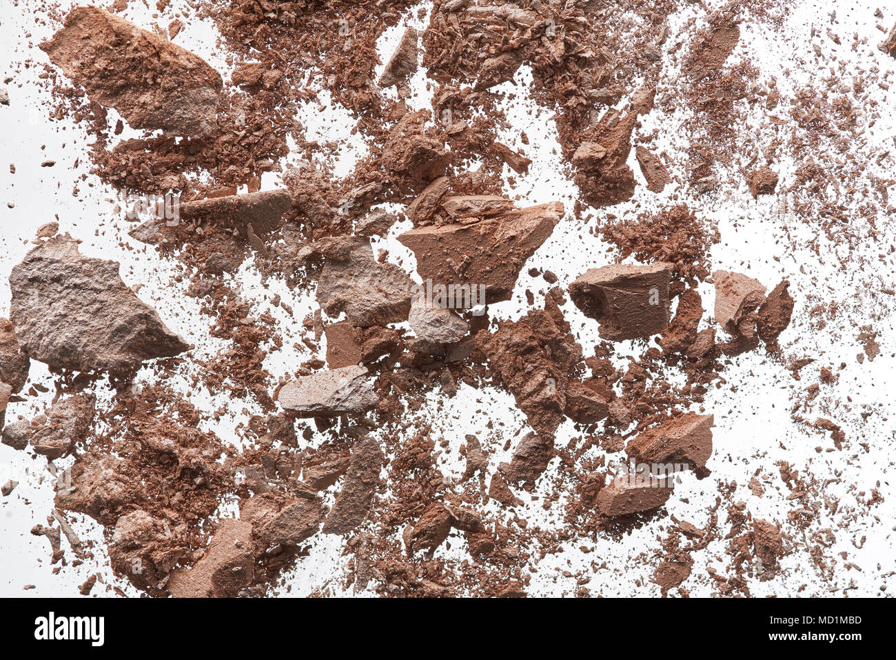 Crushed texture of light beige eye shadow isolated on white background ...