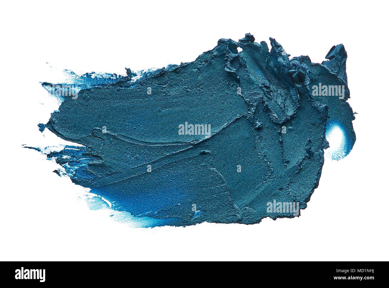 Navy blue creamy eye shadow isolated on white background. Texture of ...