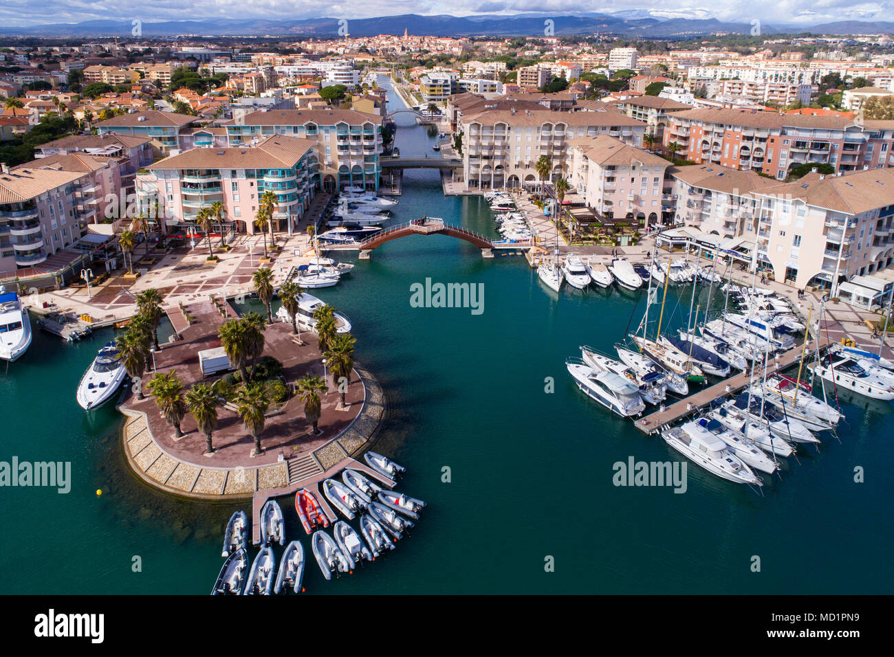 Aerial of Frejus Harbor in the South of France, Cote d'Azur, Var Stock ...