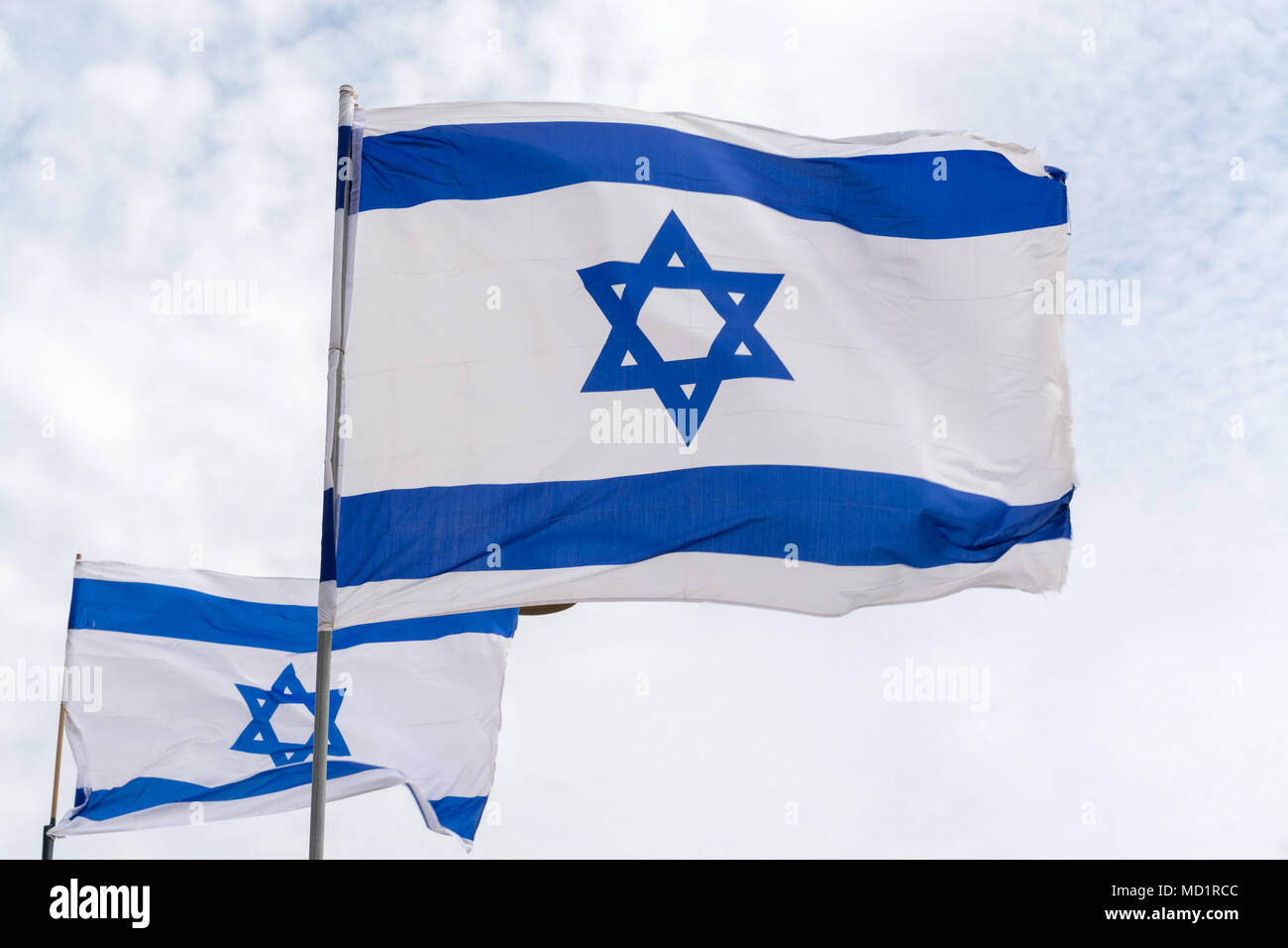 National flag of State of Israel, white-blue with Star of David, Magen ...