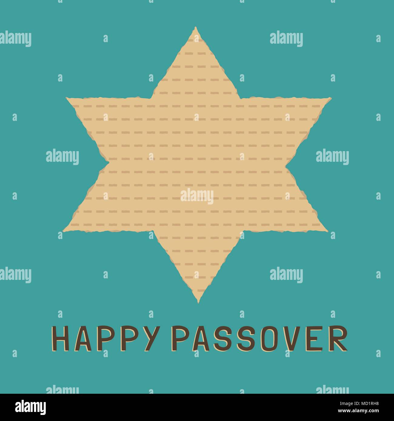 Passover holiday flat design icons of matzot in star of david shape ...