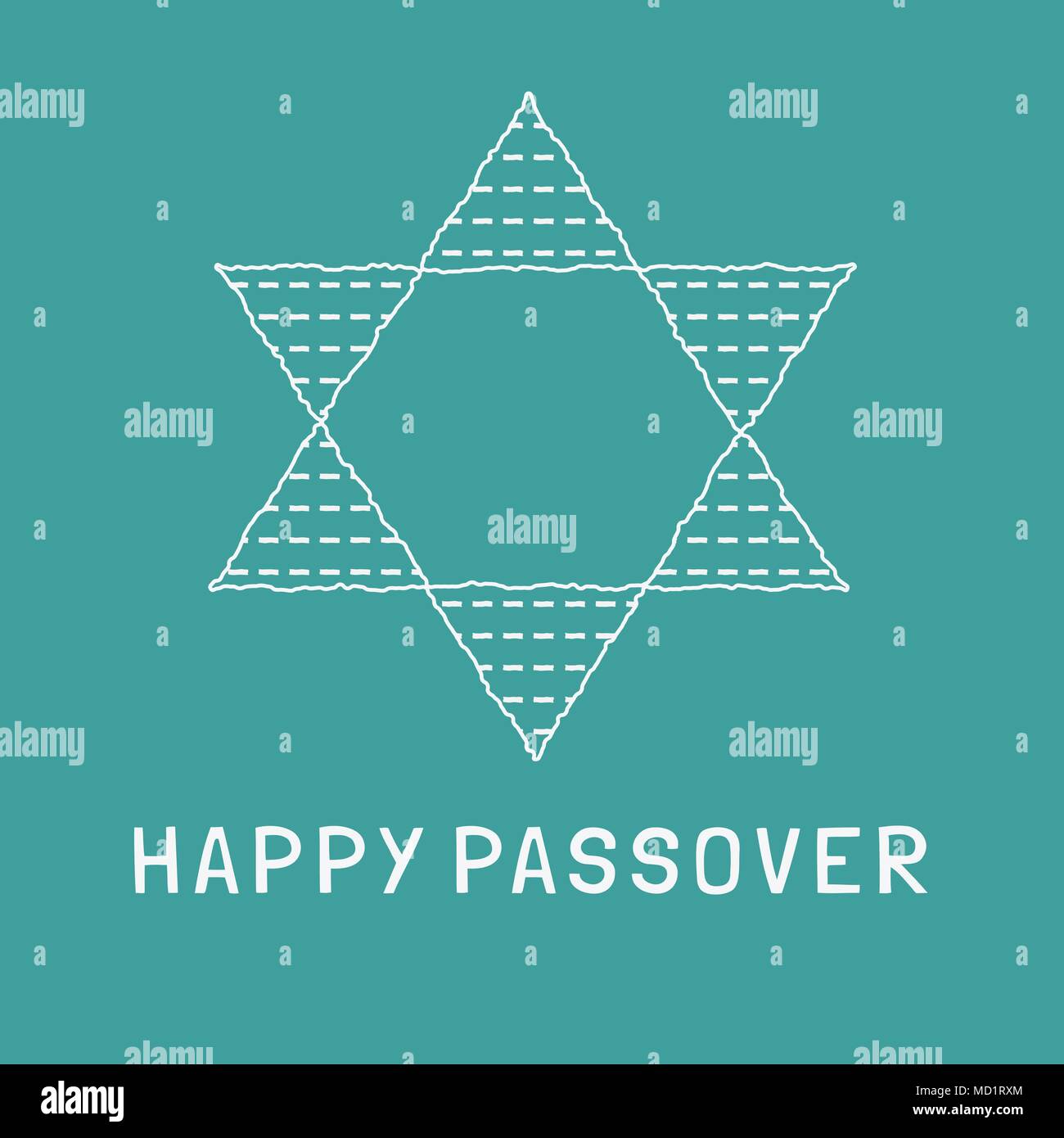 Passover holiday flat design white thin line icons of matzot in star of ...