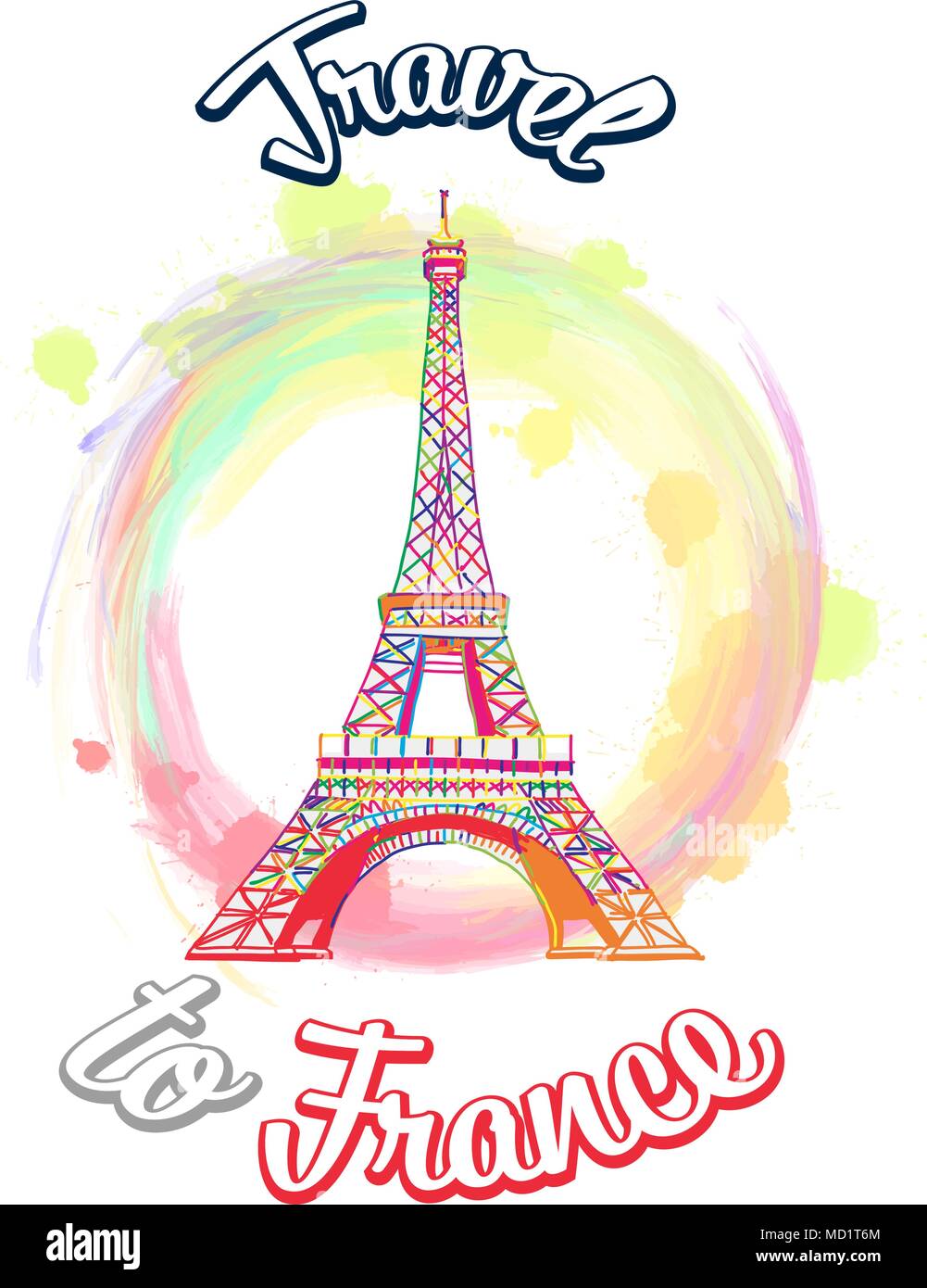 Travel to France Vector Concept. Hand drawn skyline illustration ...