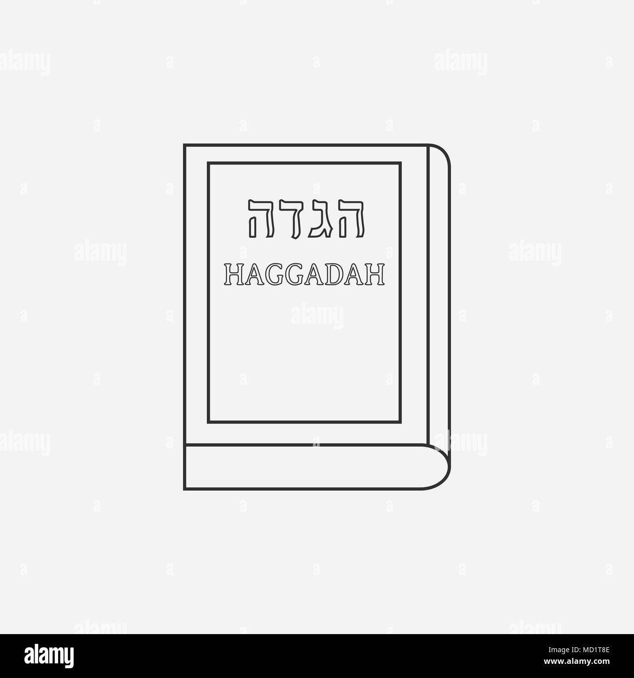 Passover holiday haggadah book flat black outline design icon Stock ...