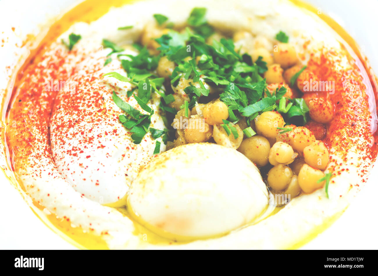 Classic hummus with parsley and pita. Traditional jewish food and ...