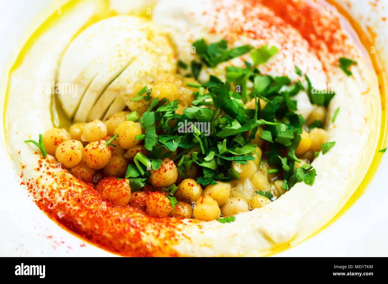Classic hummus with parsley and pita. Traditional jewish food and ...
