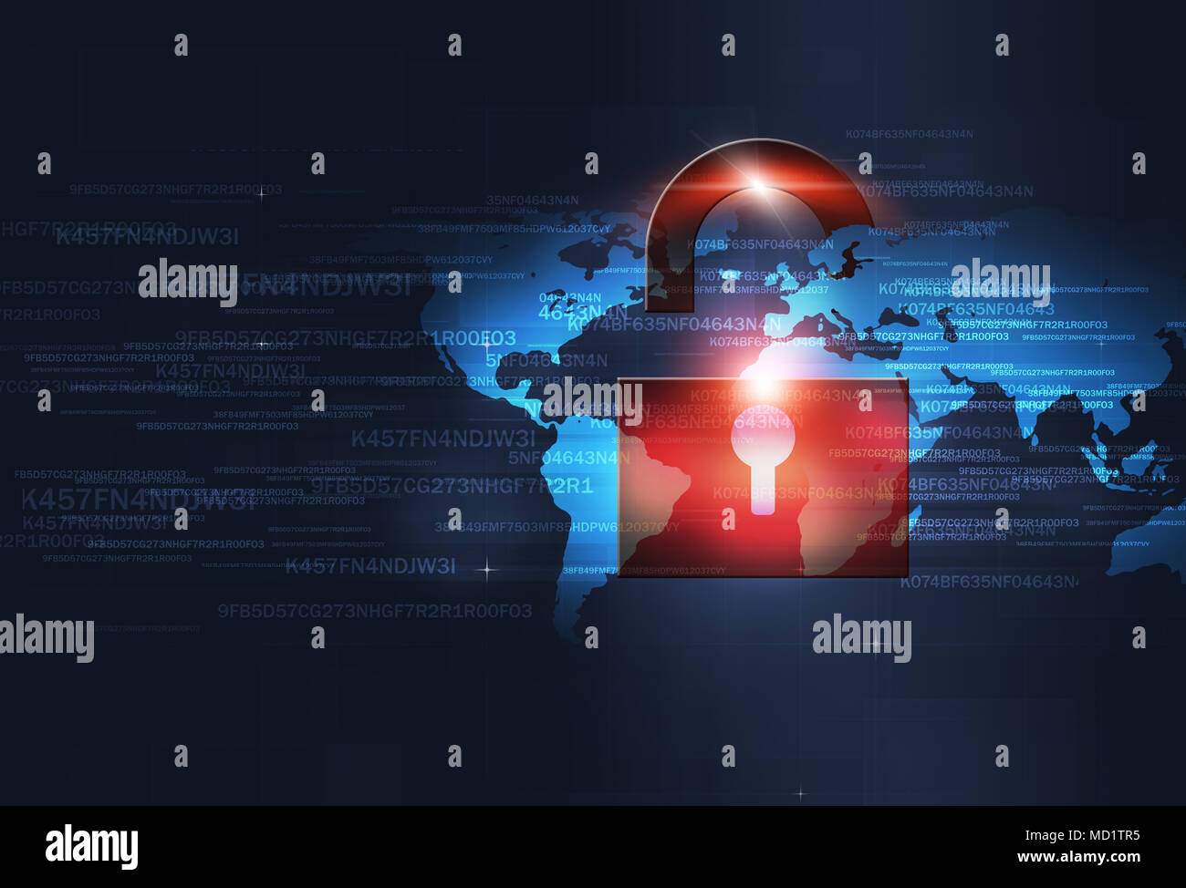 digital coding lock concept internet security technology background ...