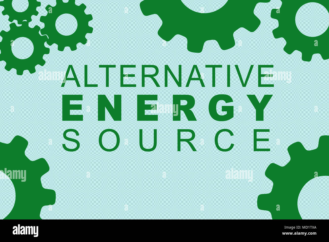ALTERNATIVE ENERGY SOURCE sign concept illustration with green gear ...