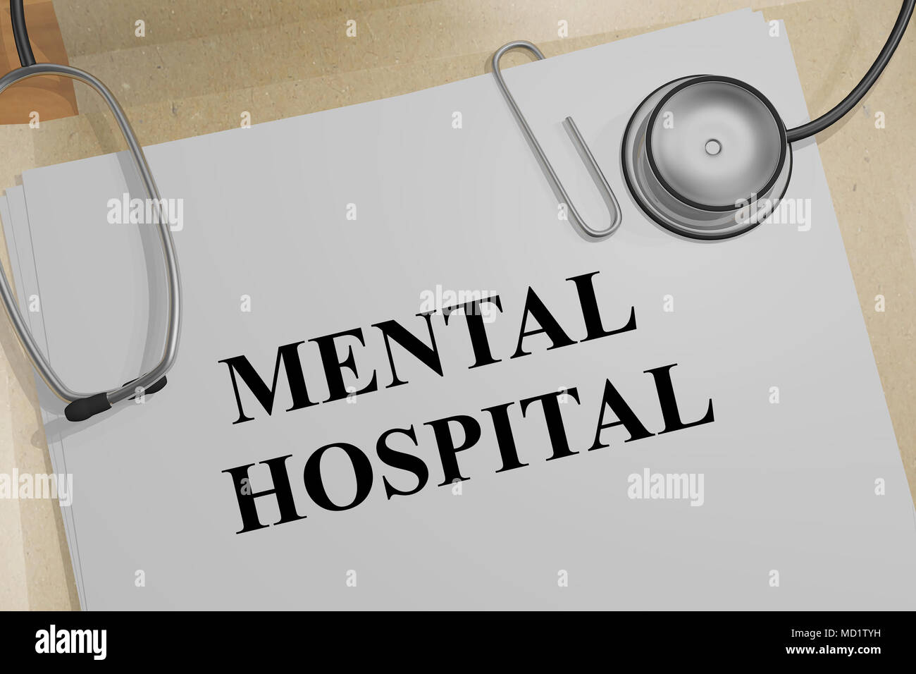 3D illustration of MENTAL HOSPITAL title on a medical document Stock ...