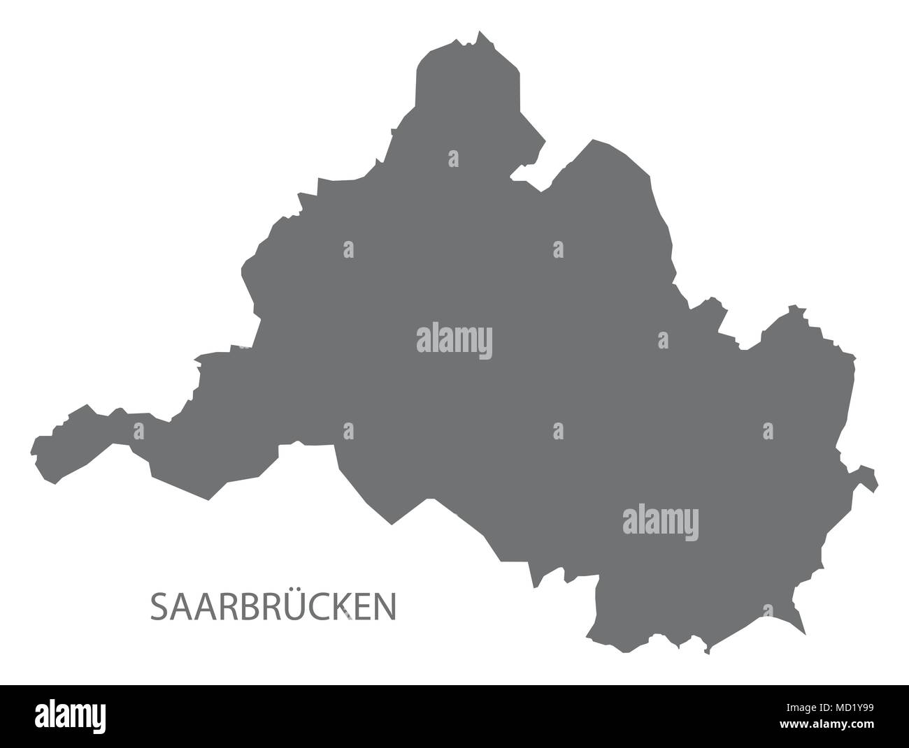 Saarbrucken city map with boroughs grey illustration silhouette shape ...
