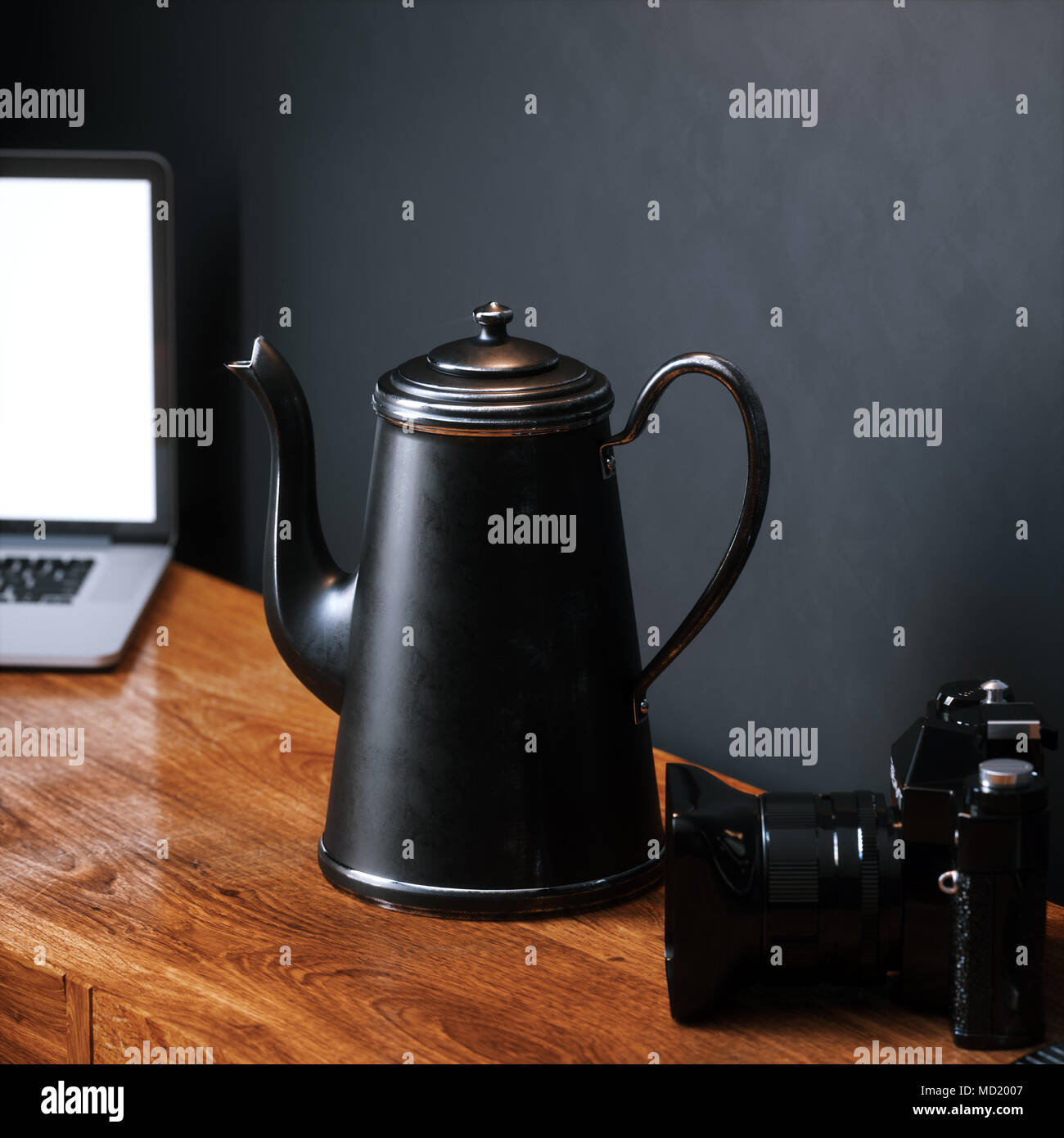 Iron vintage coffee pot still-life 3d render Stock Photo - Alamy