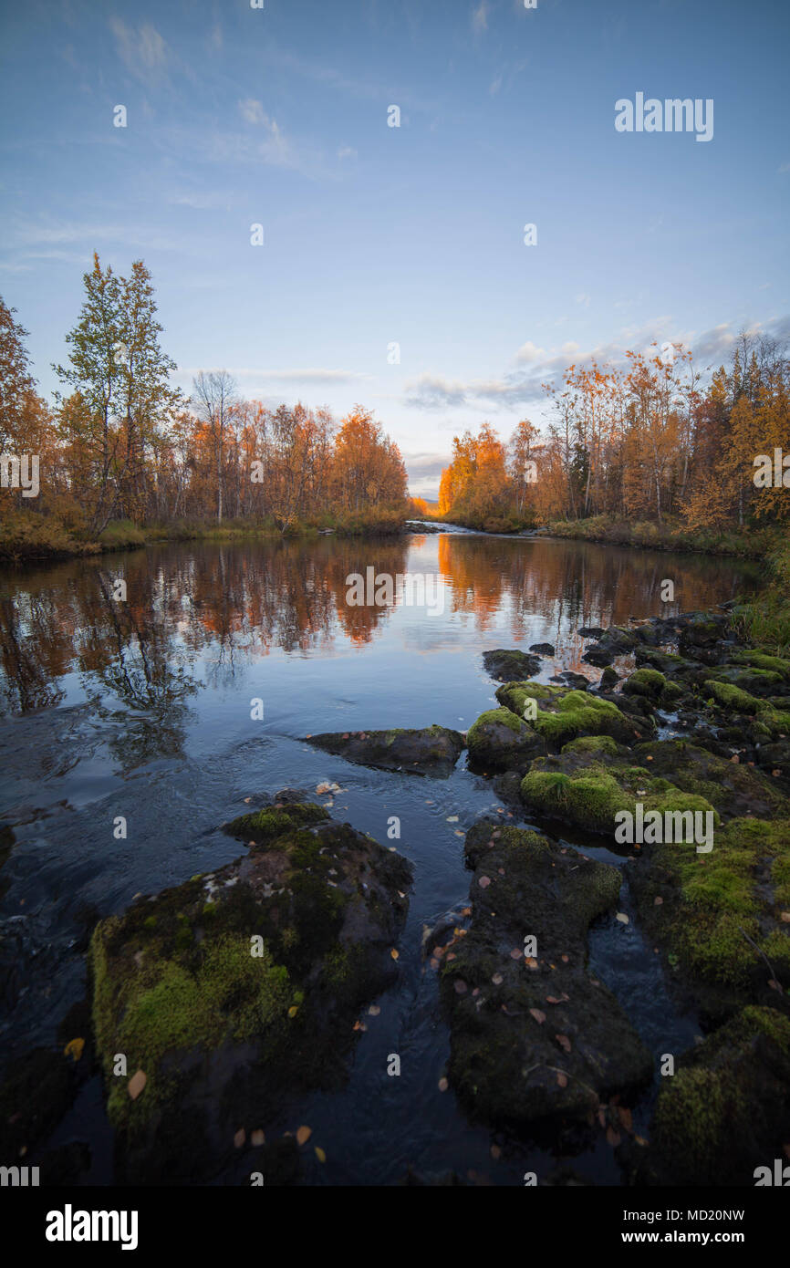 River and autumn colours in Muonio, Lapland, Finland Stock Photo - Alamy
