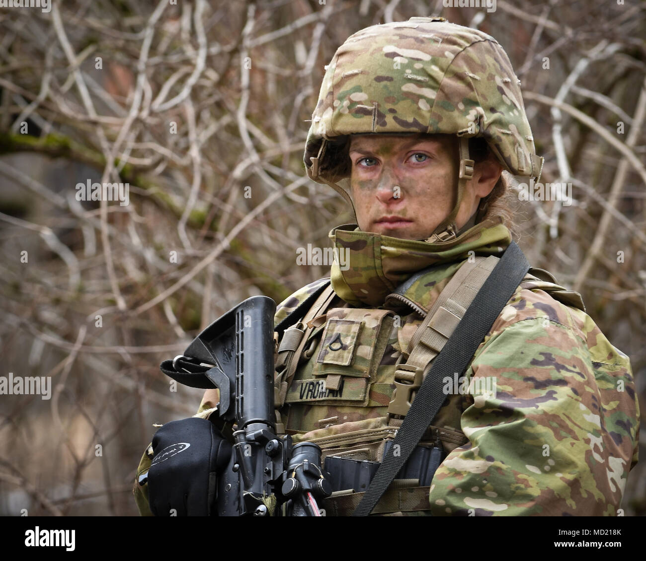 PRESTRANEK, Slovenia -- U.S. Army Paratrooper Pfc. Sarah Vroman, a ...