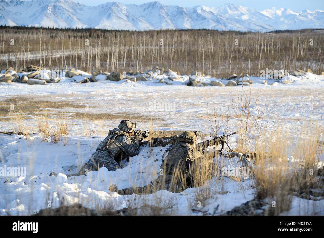 U.S. Soldiers from 3-21 Infantry Battalion conduct force protection ...