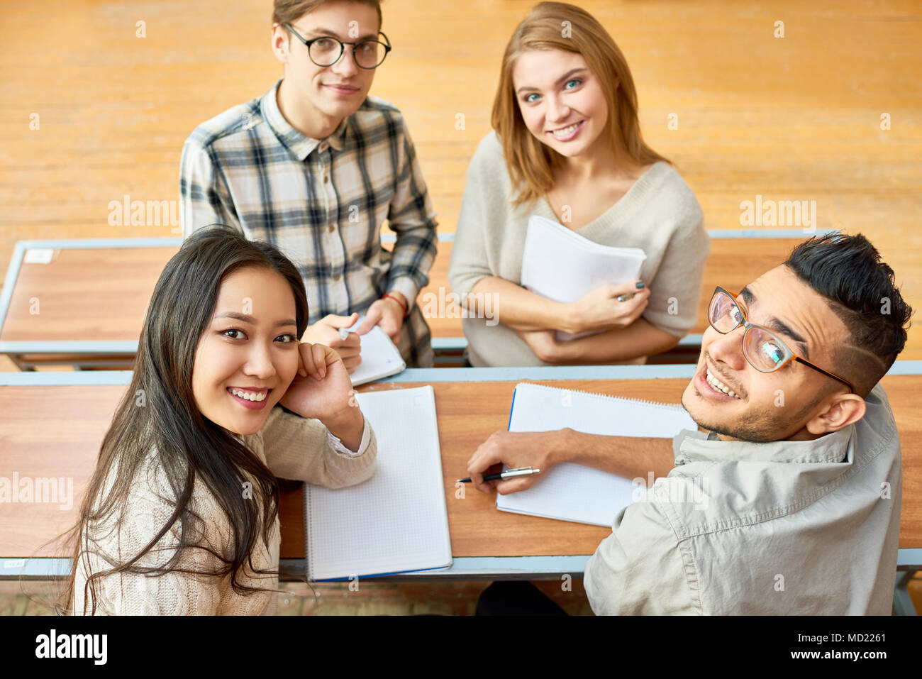 Happy Students Posing in Class Stock Photo - Alamy
