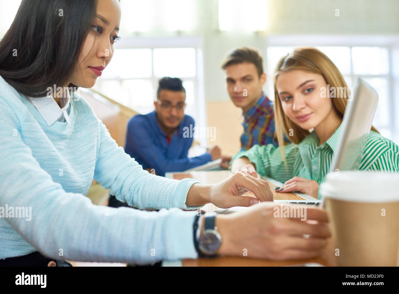 Friends Chatting During Break Stock Photo - Alamy