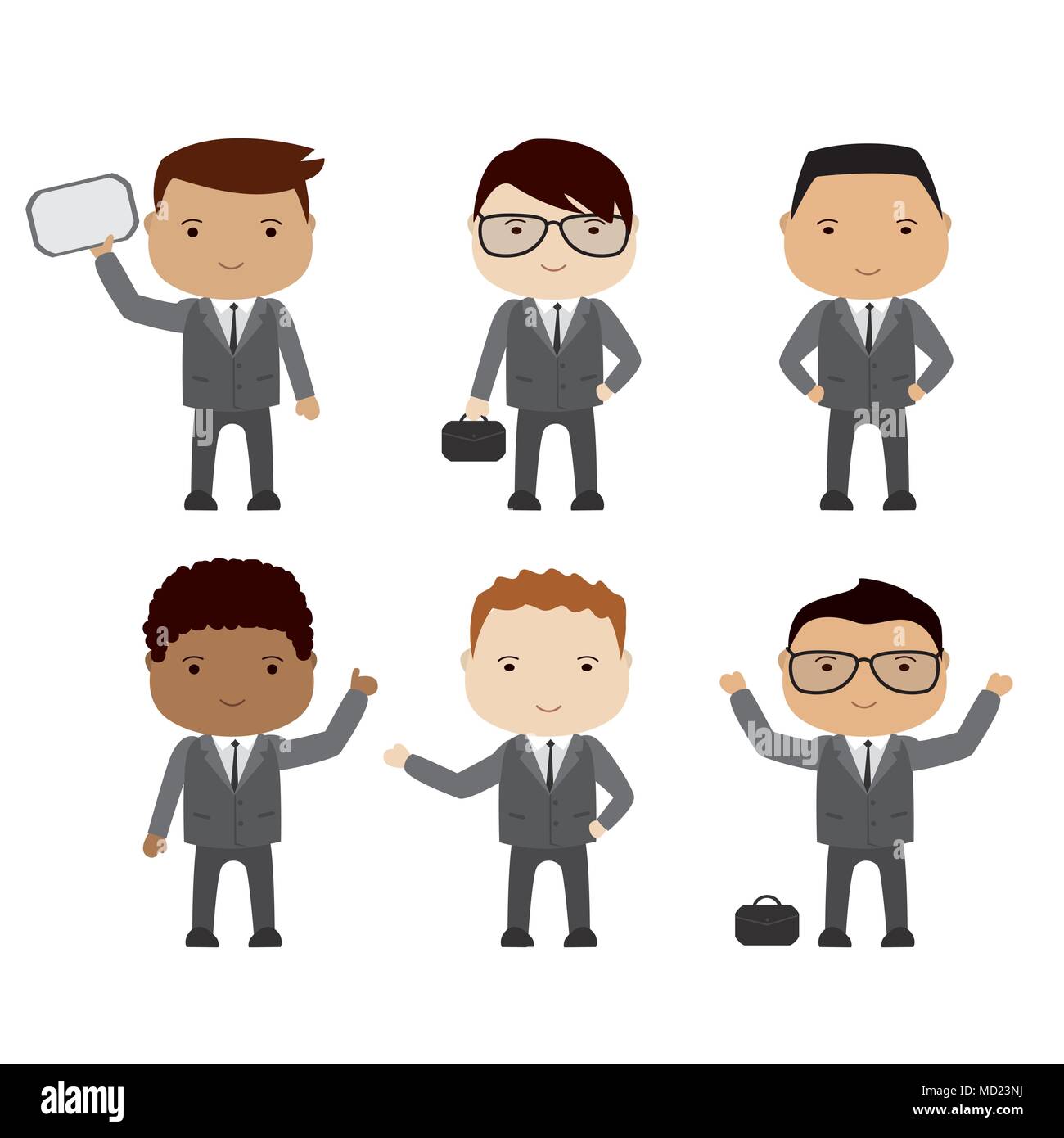 set of funny cartoon businessman or manager in various poses,different ...
