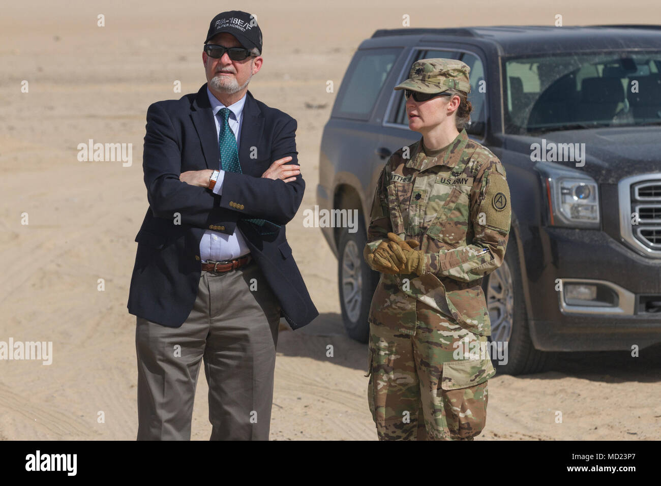 The U.S. Ambassador to Kuwait, Lawrence R. Silverman, speaks with Lieut ...
