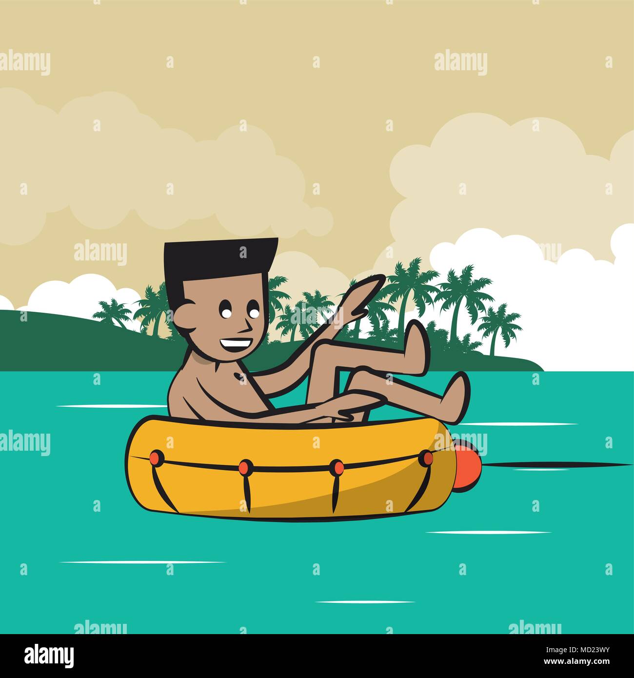 Man in float over sea Stock Vector Image & Art - Alamy