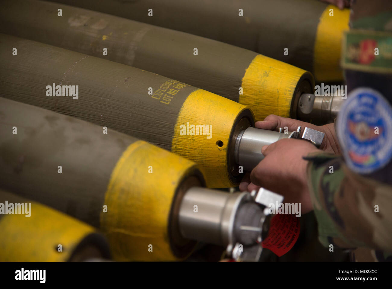 A Mark-81 bomb fuse is installed as part of the overall munition March ...