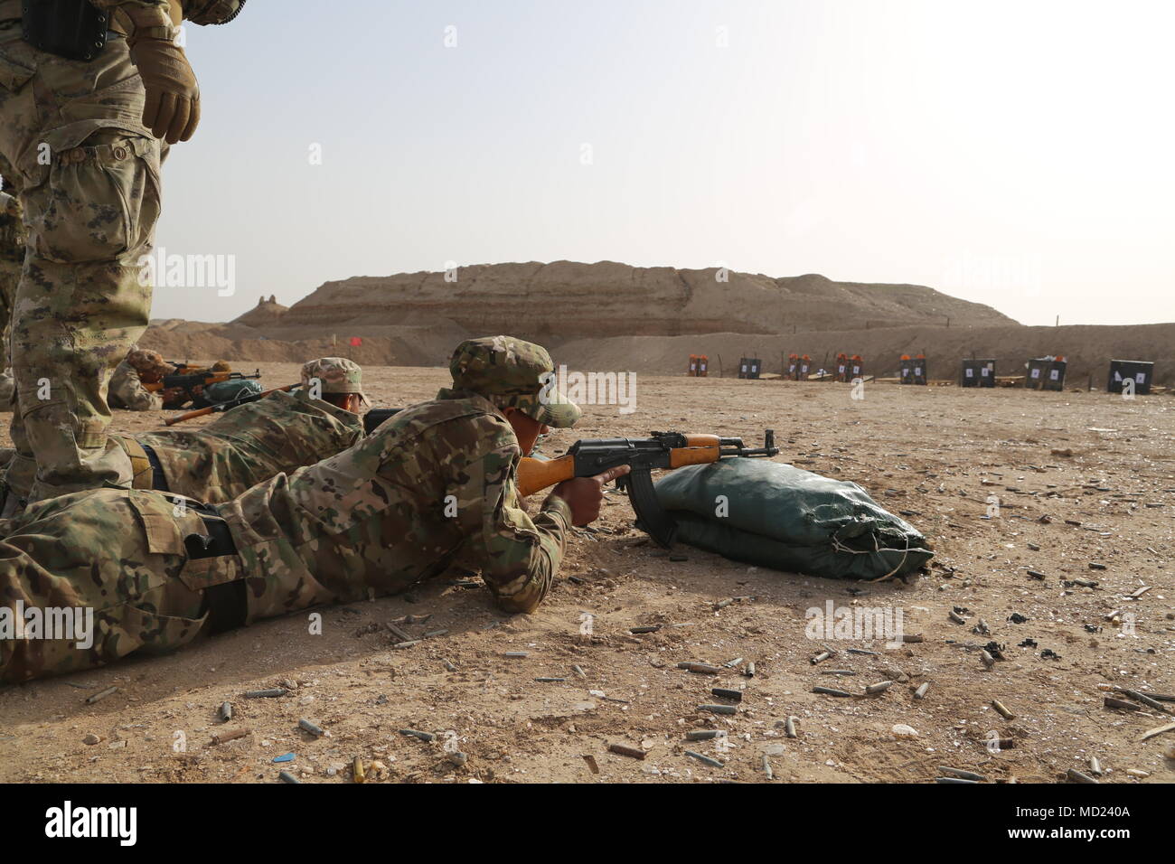 Iraqi soldiers with the Desert Battalion, Iraqi Army, group and zero ...