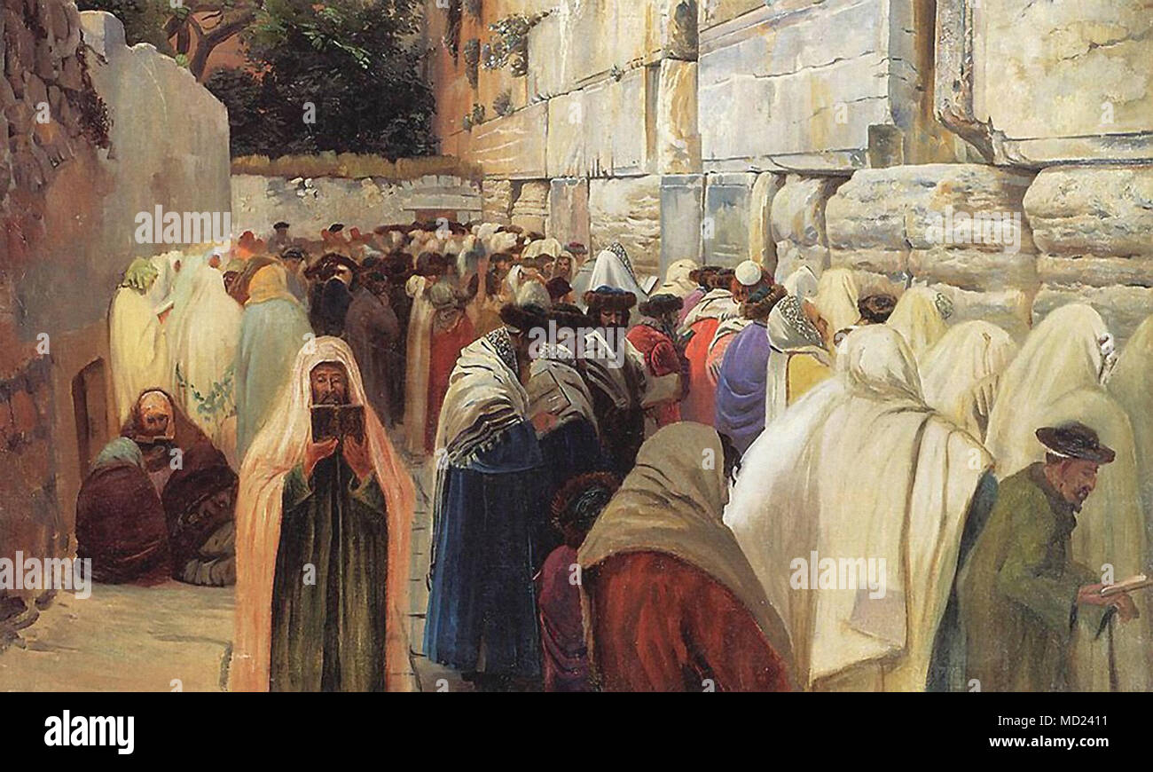 Bauernfeind Gustav - Jews at the Wailing Wall Stock Photo - Alamy