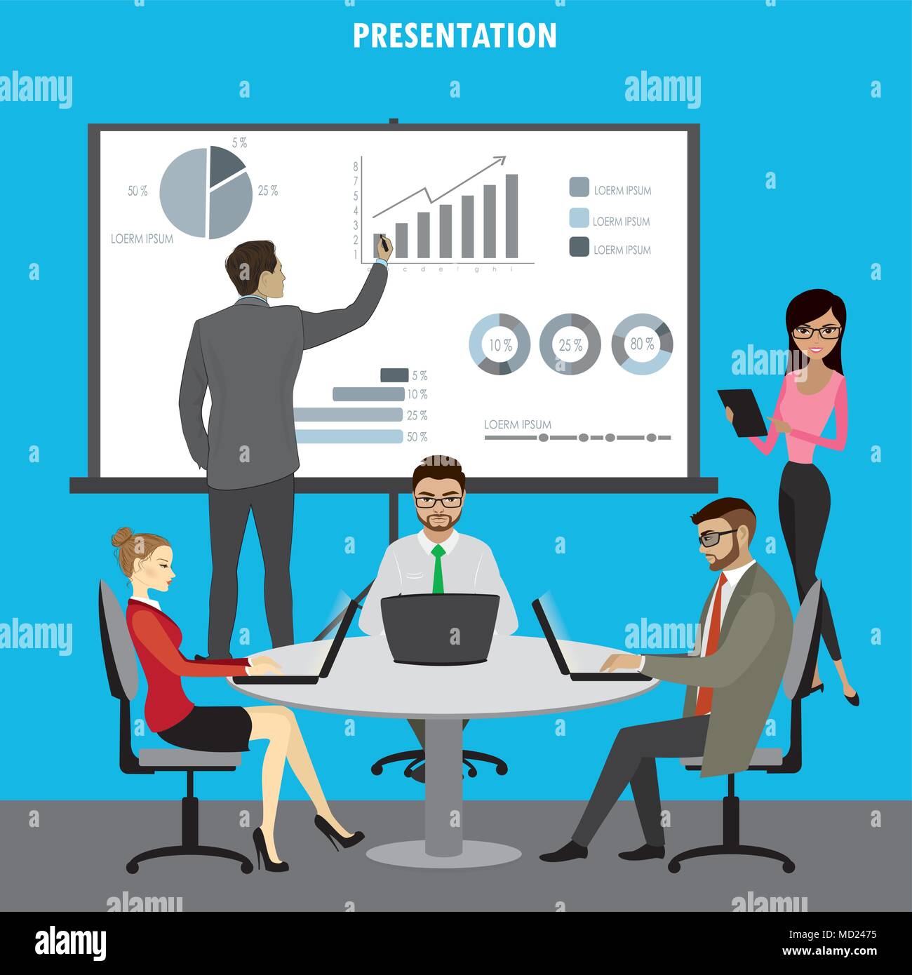 Business People Group Presentation Flip Chart Finance,stock vector ...