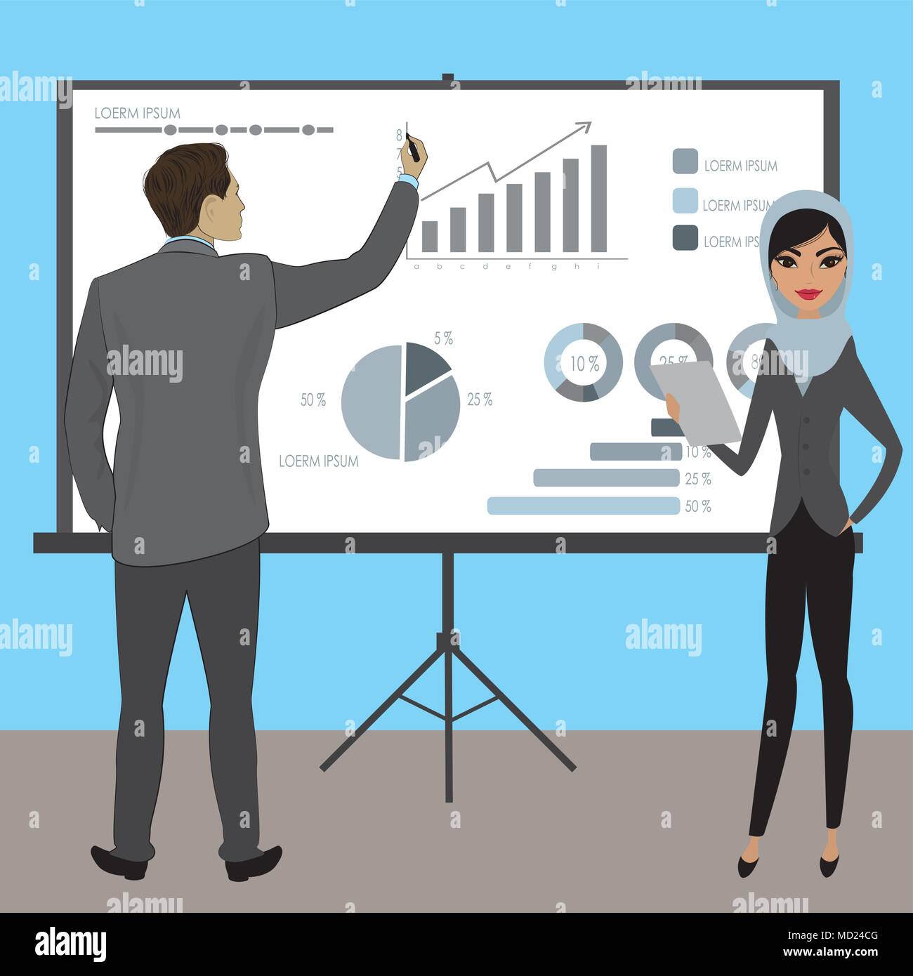 Business people with projector screen . Business Presentation concept ...