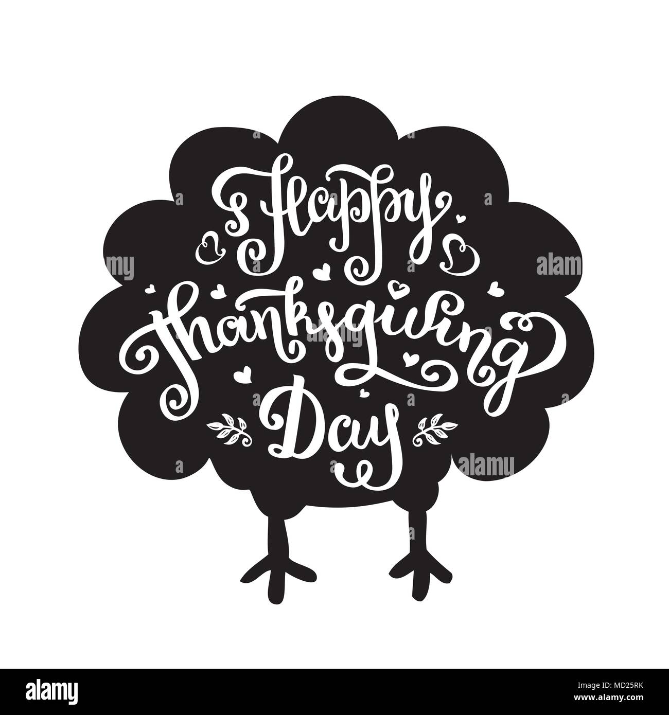 Happy Thanksgiving day. thanksgiving label,hand drawn lettering ...