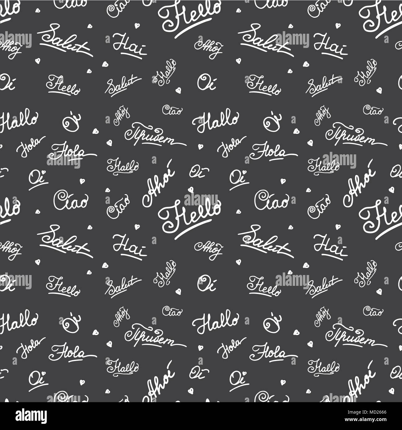 seamless pattern with hand lettering Hello on different languages,stock ...
