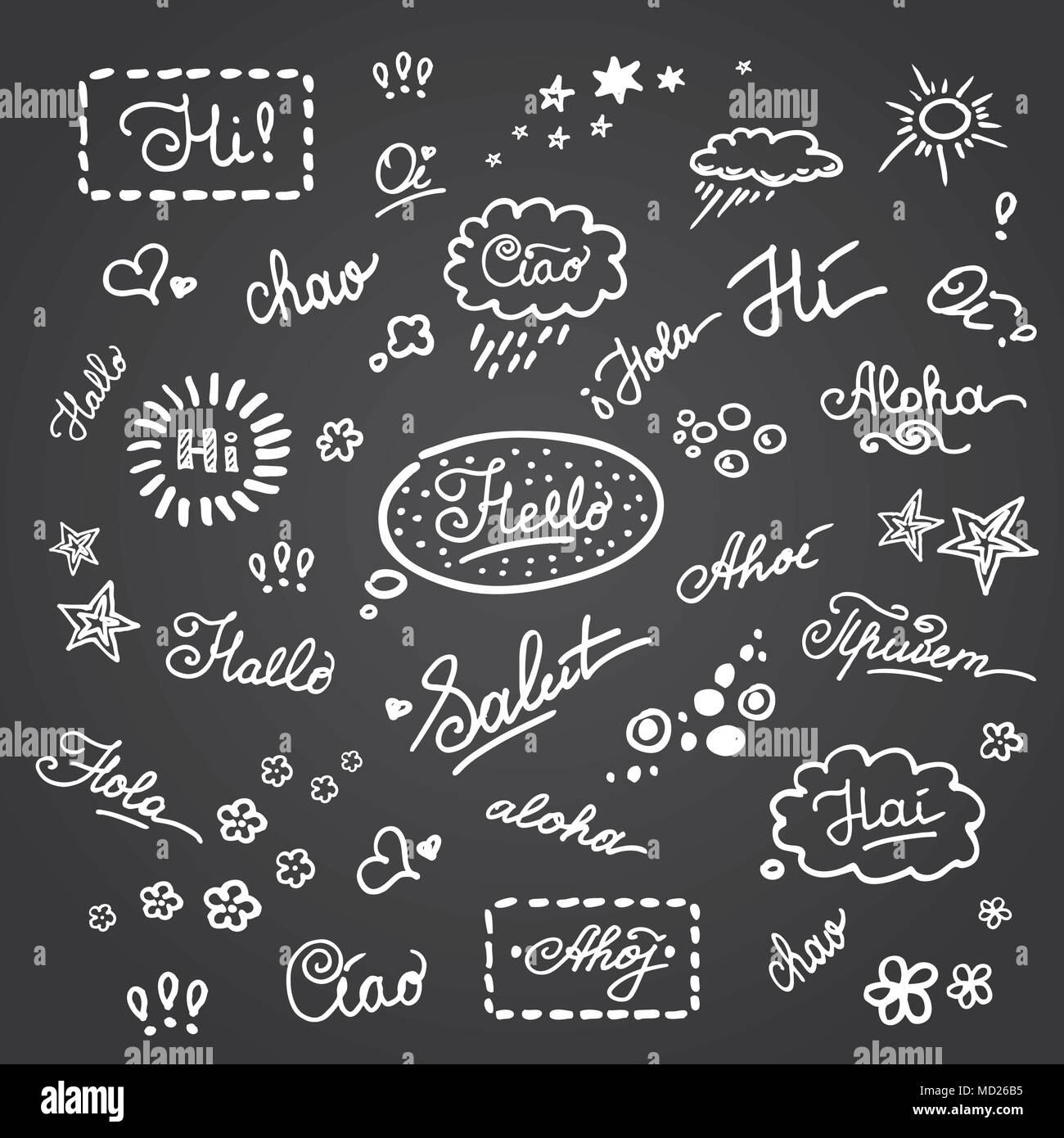 Set -hand lettering Hello on different languages,stock vector ...