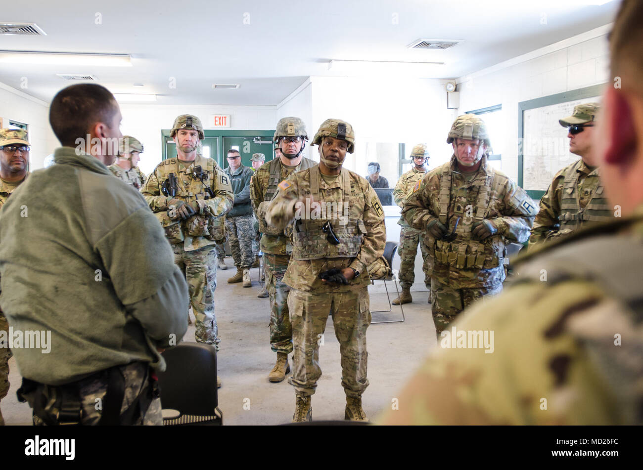 Lt. Gen. Stephen Twitty, commanding general, First Army, speaks with a ...