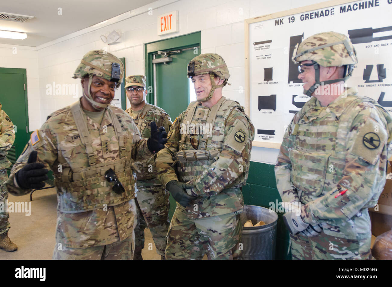 Lt. Gen. Stephen Twitty, commanding general, First Army, speaks with ...