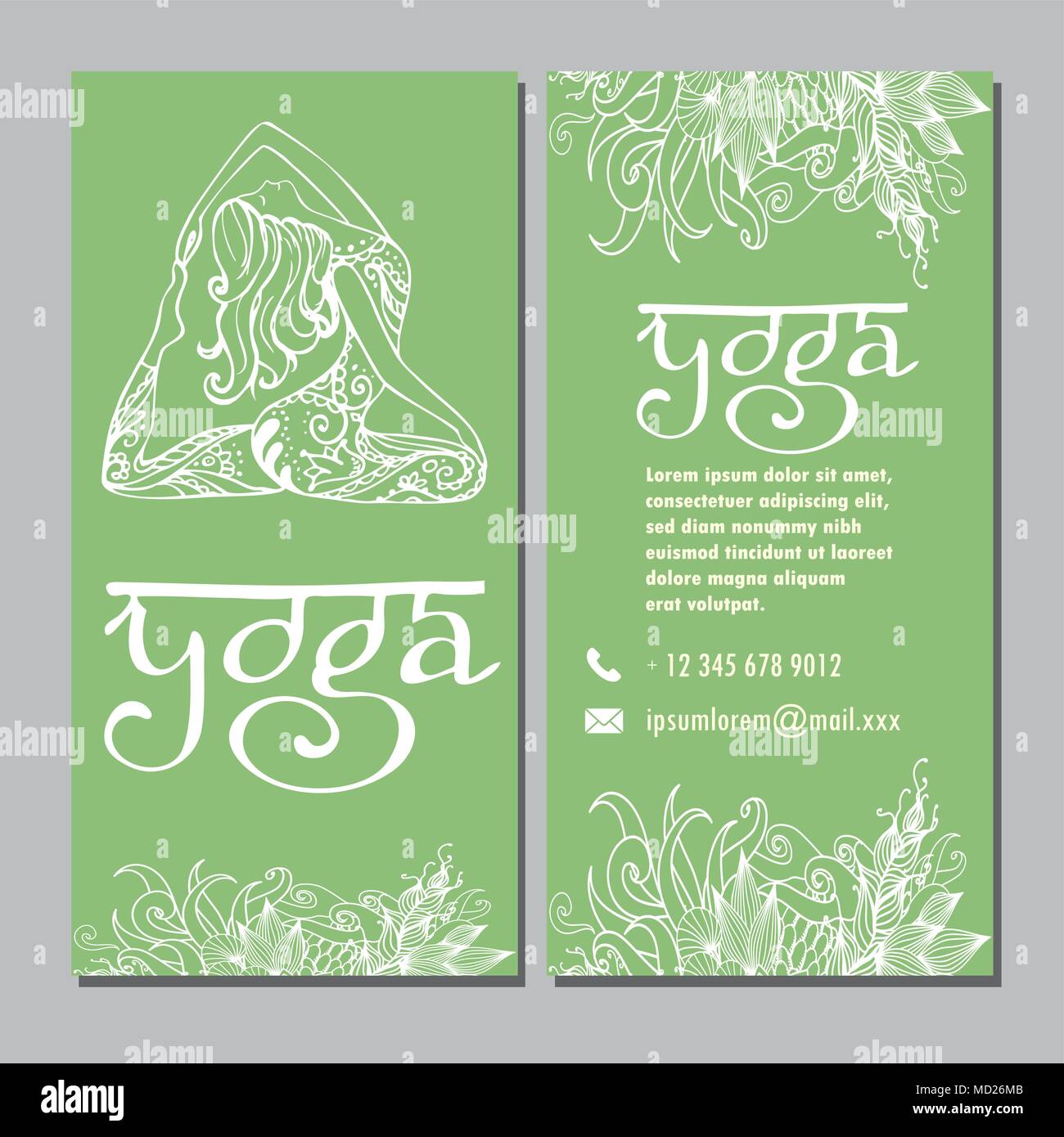 Design template for yoga studio business card,hand drawn stock vector ...