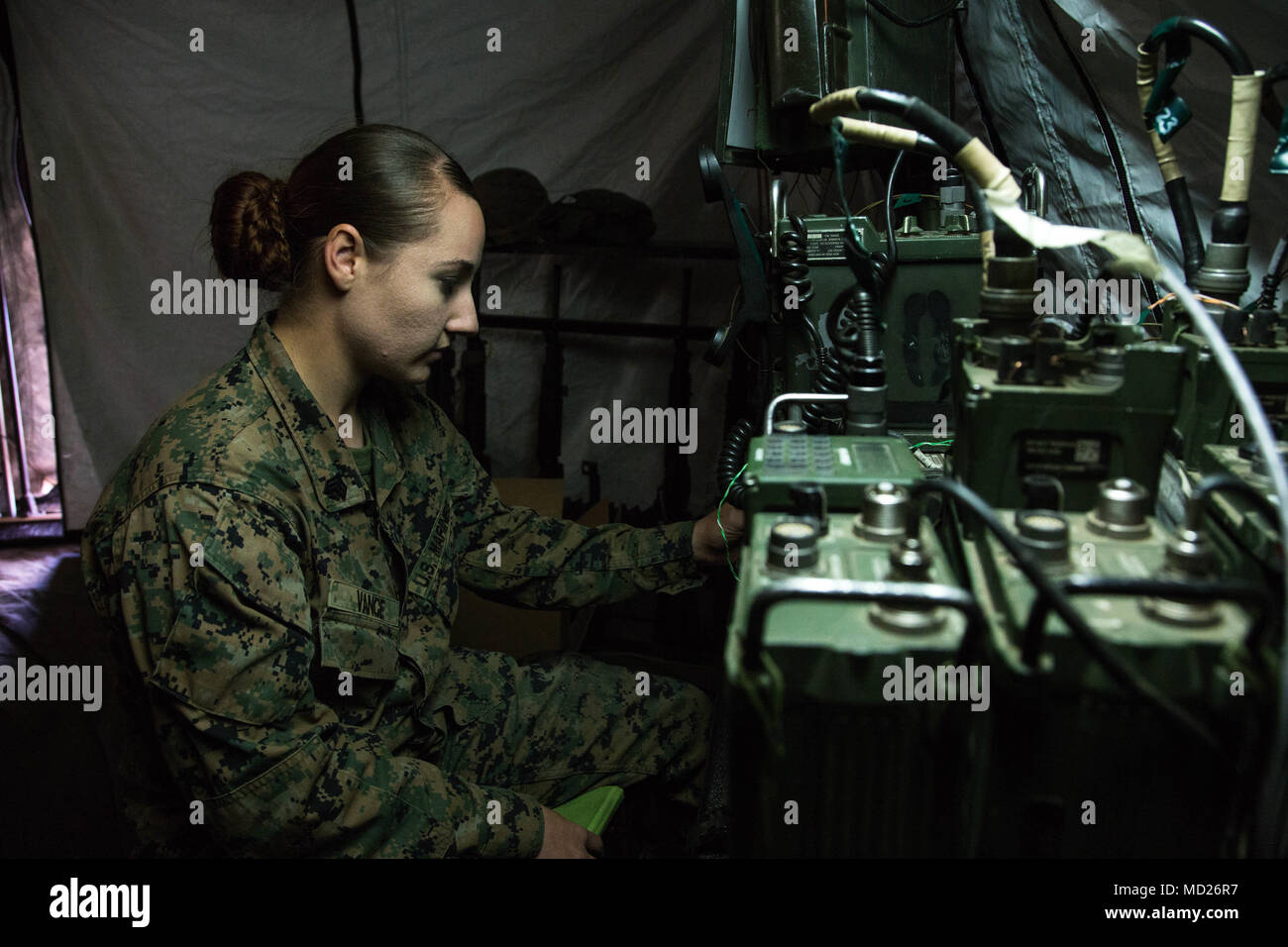 U.S. Marine Sgt. April Vance, a field radio operator with Headquarters ...
