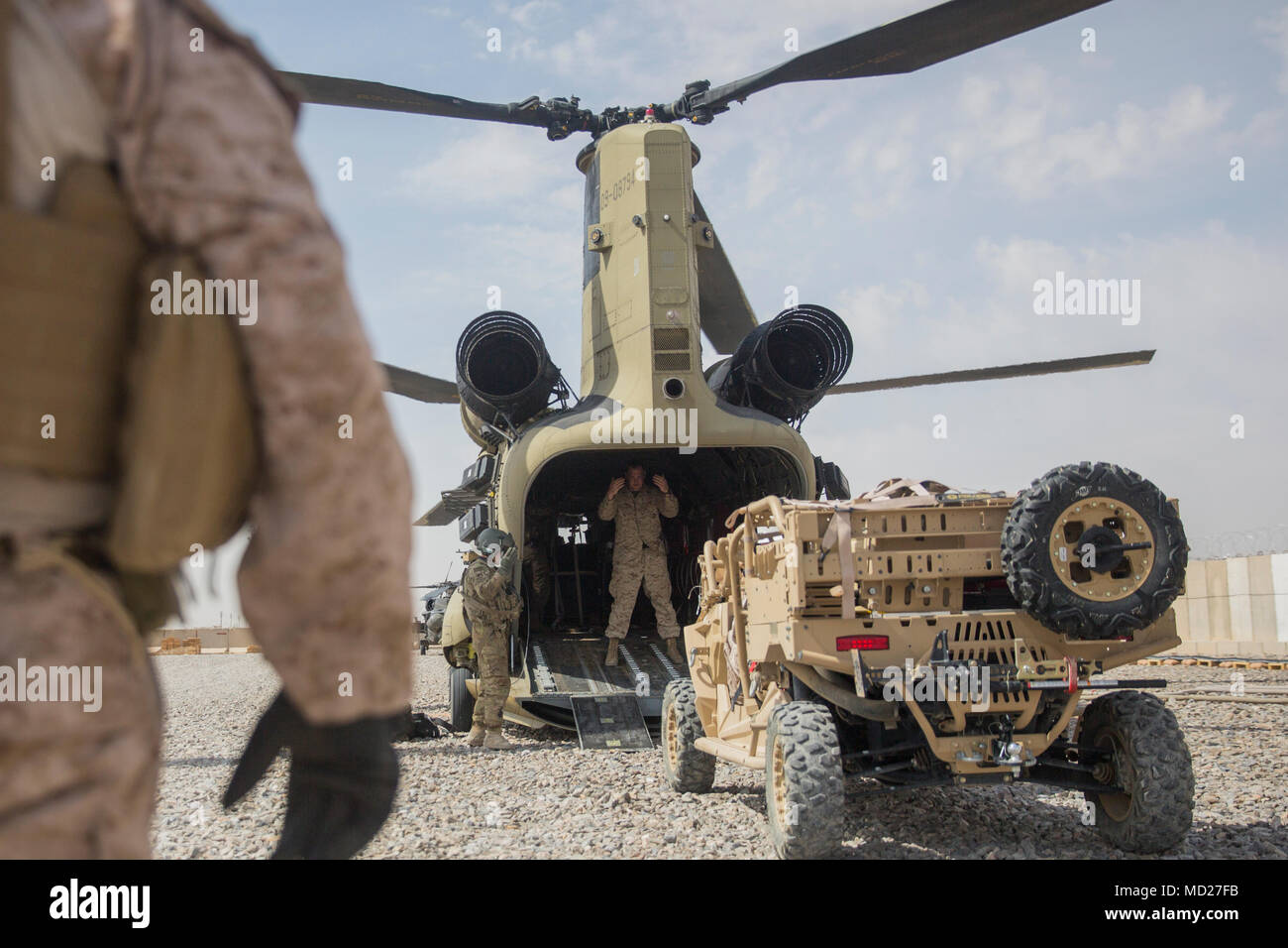 U.S. Marines with Task Force Southwest (TFSW) load a Utility Terrain ...