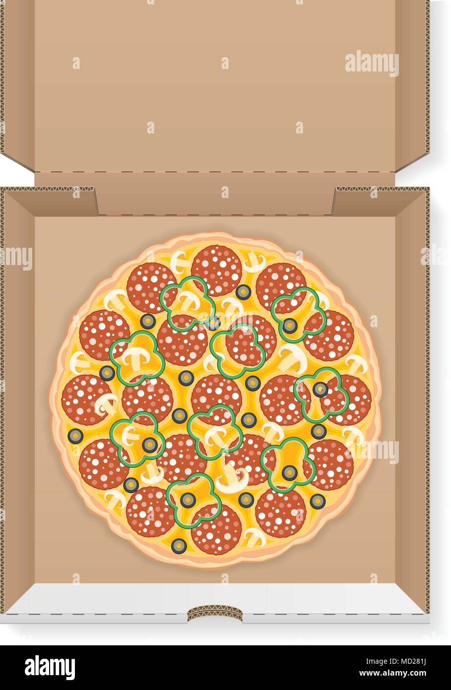 Cardboard box with pizza on a white background Stock Vector Image & Art ...