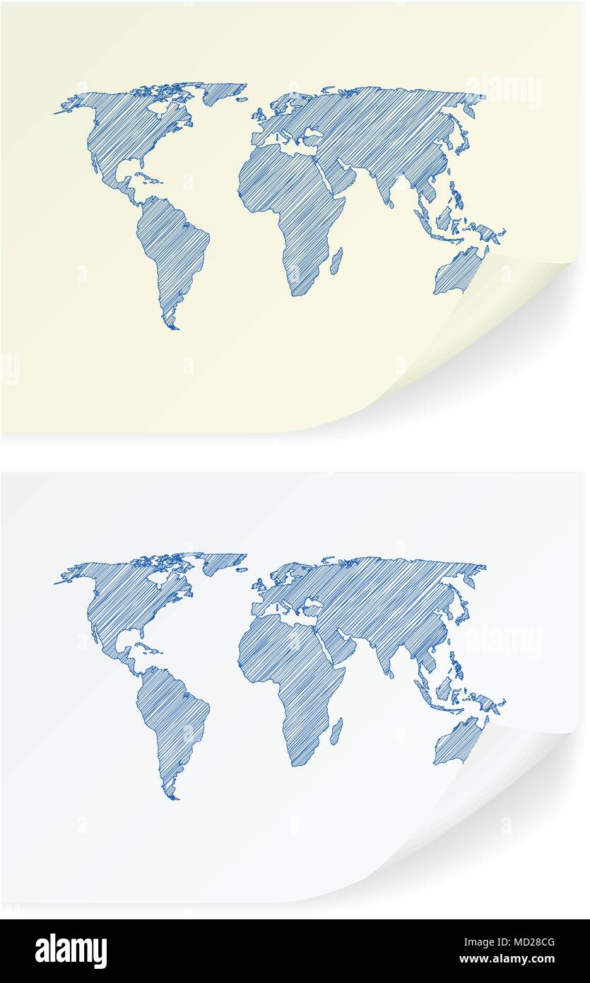 Scribble world map on a white background Stock Vector Image & Art - Alamy