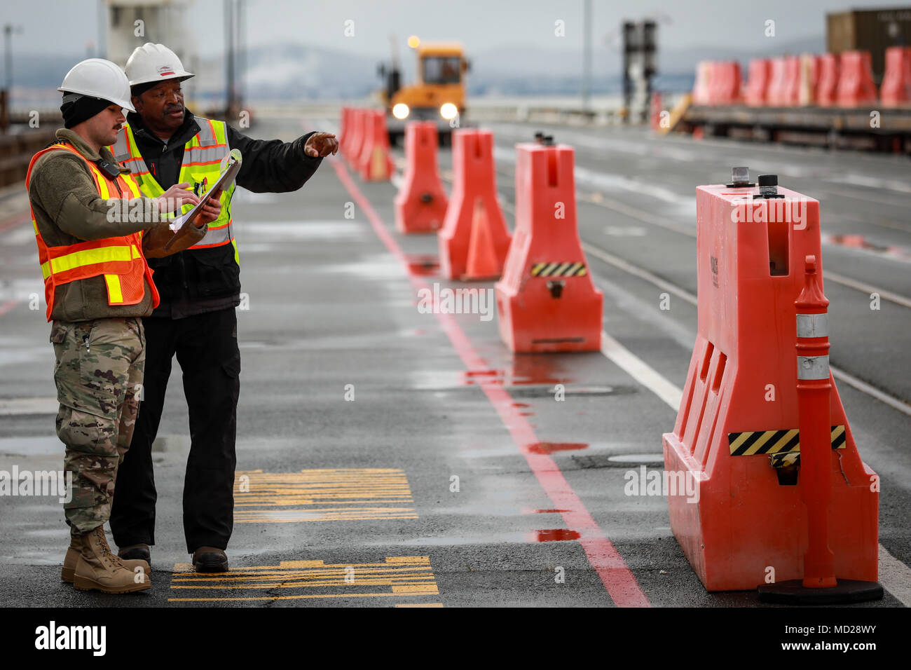 A U.S. Army Reserve Soldier verifies the Twenty-foot equivalent unit ...