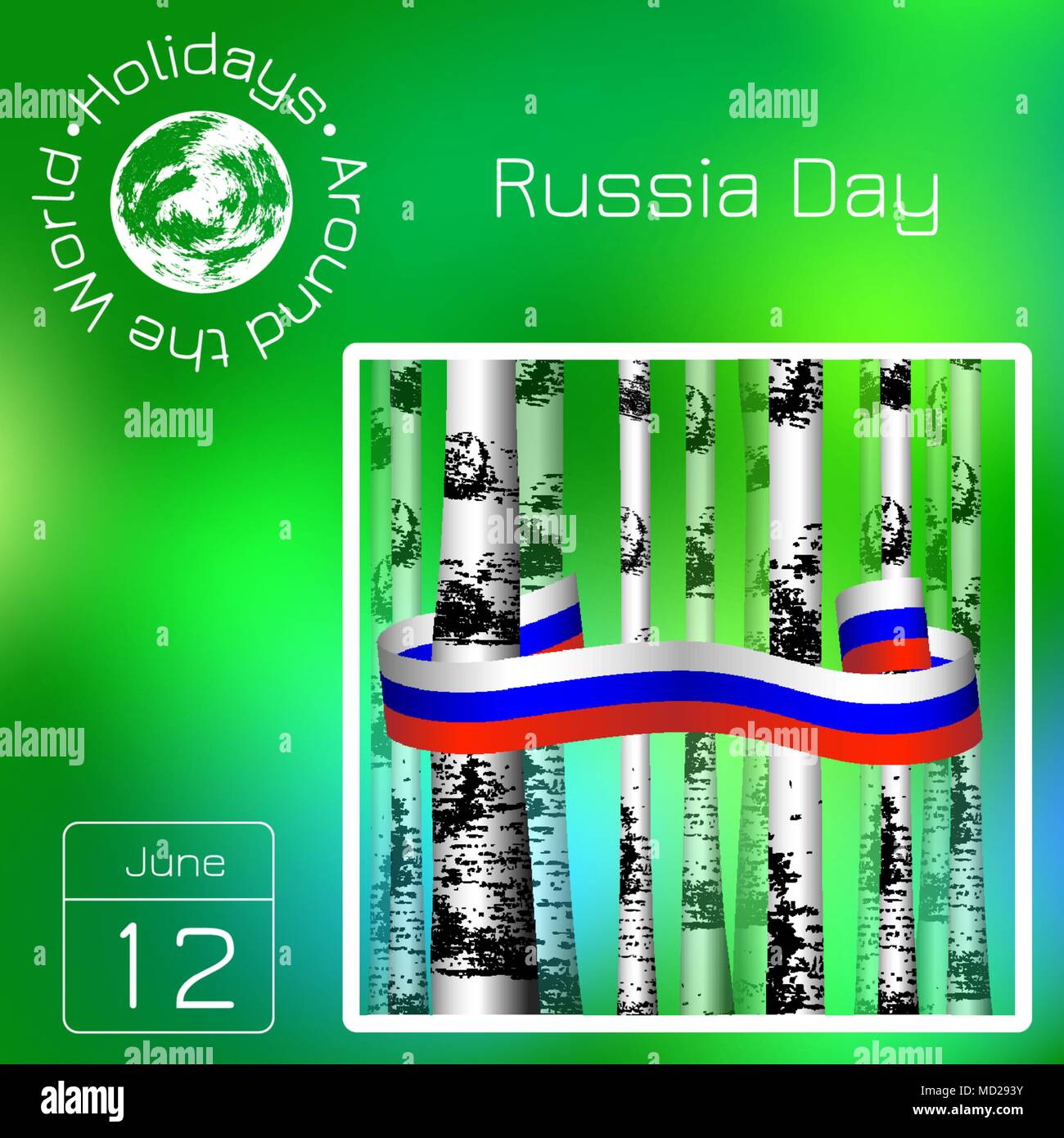 Calendar. Holidays Around the World. Event of each day. Green blur ...