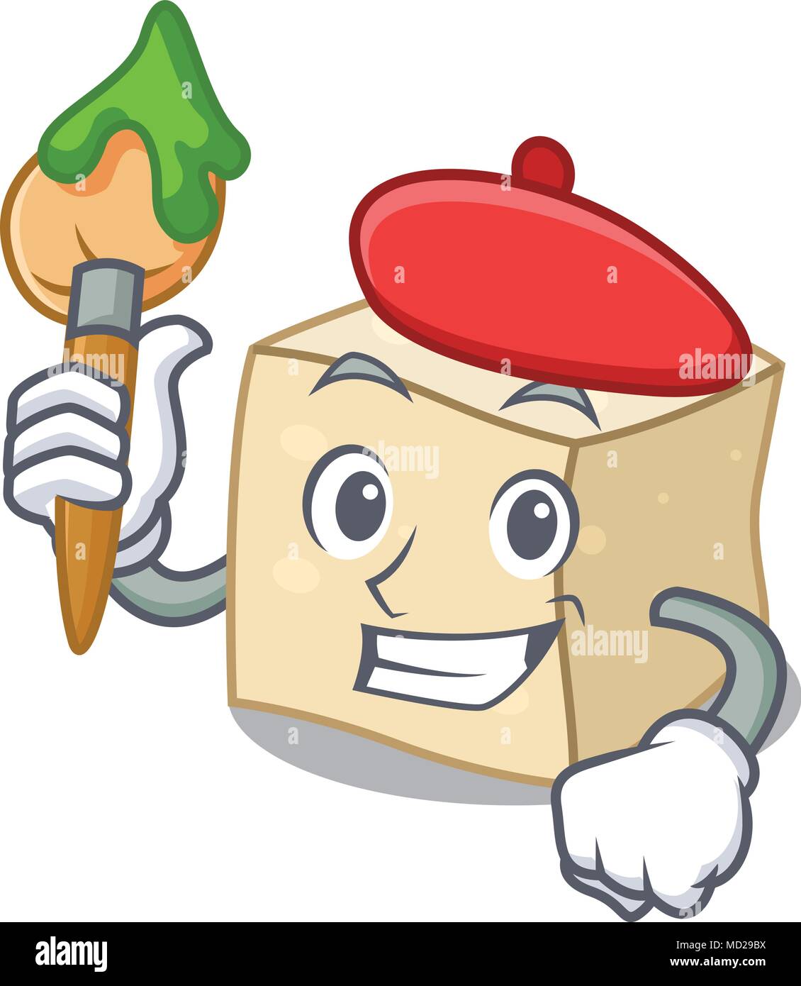Artist tofu character cartoon style vector illustration Stock Vector ...