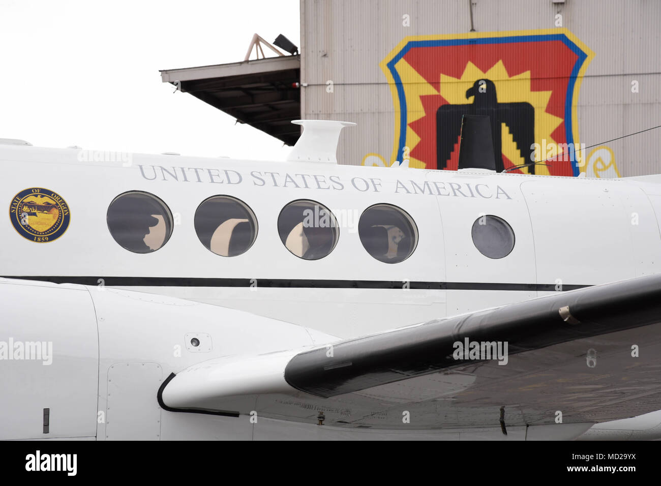 Oregon Governor Kate Brown arrives at the 173rd Fighter Wing, March 13 ...