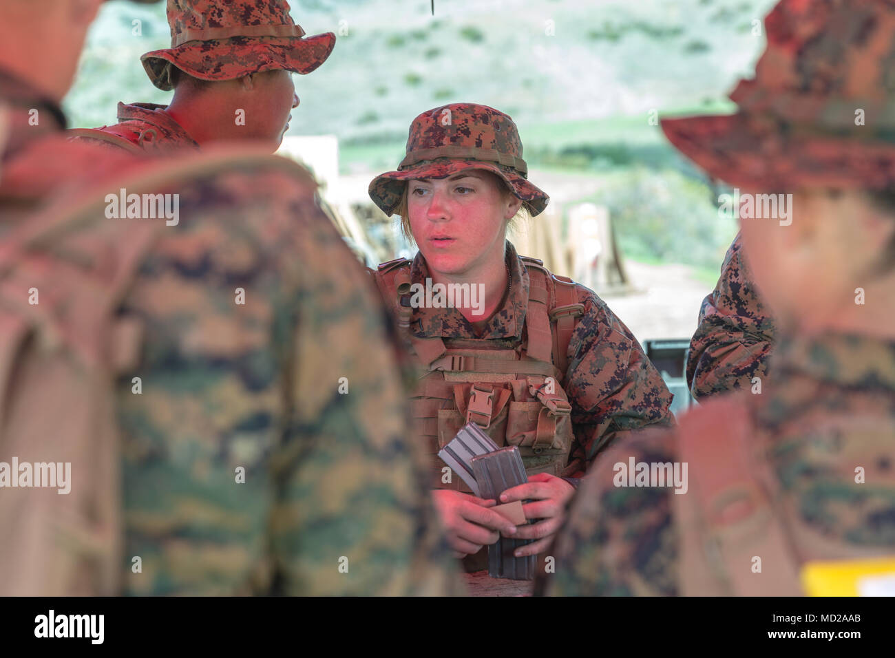 U.S. Marine Pfc. Kira Kozik with Golf Company, Marine Combat Training ...