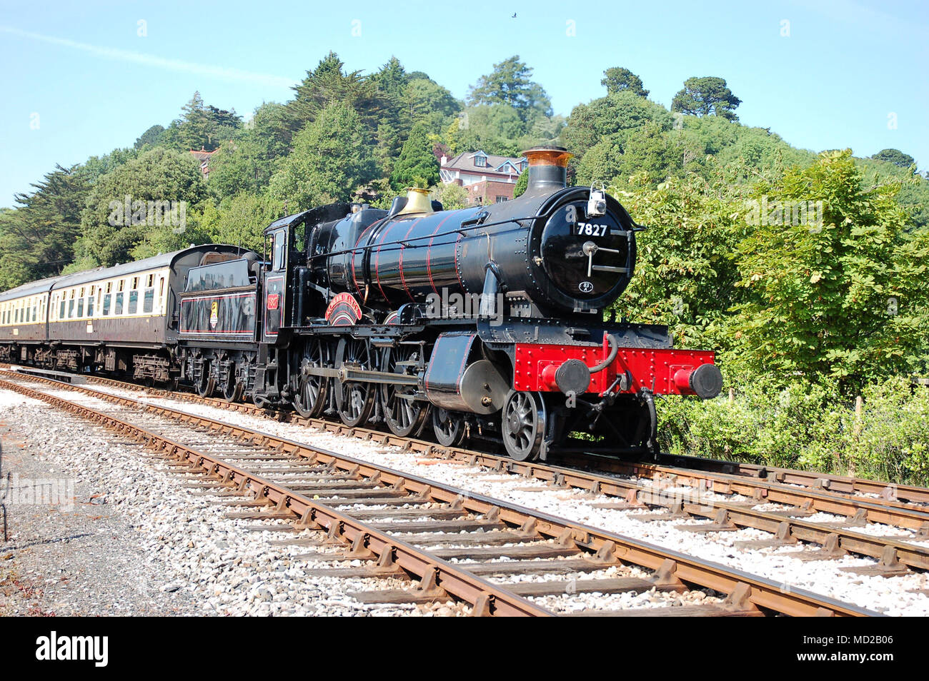 Steam engine 'Lydham Manor' arriving at Kingswear, South Devon Stock ...
