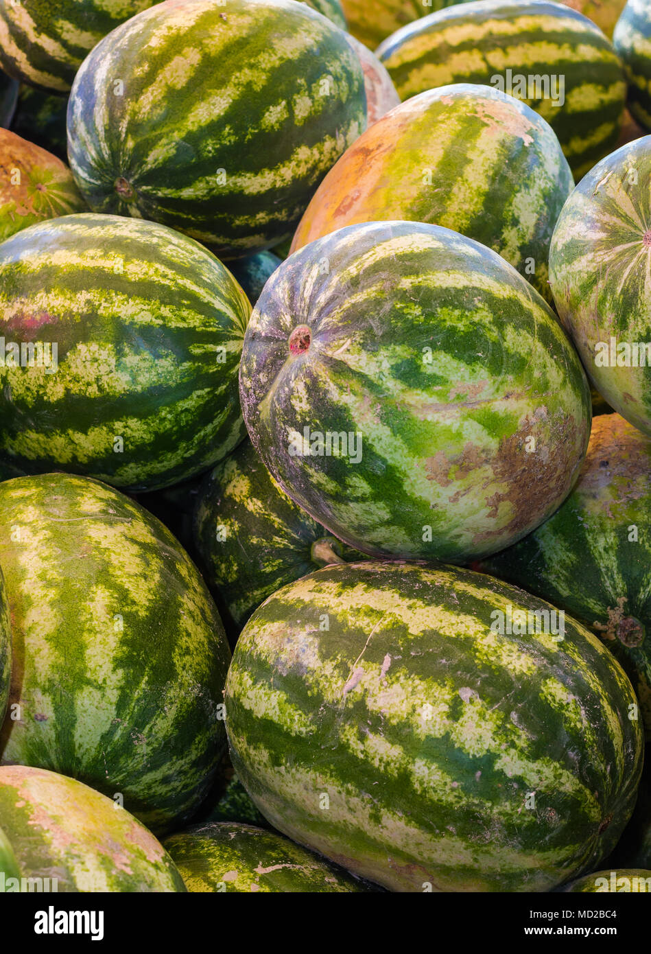 Watermelon at a Produce Stand Stock Photo - Alamy