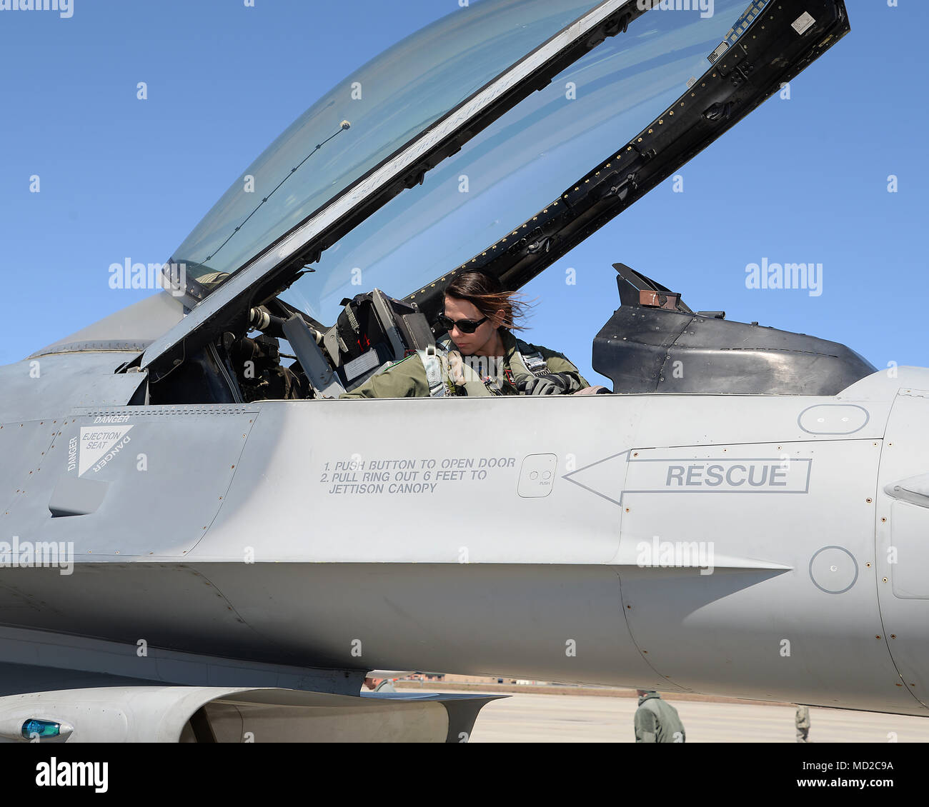 U.S. Air Force Capt. Janelle “Slam” Baron, a fighter pilot with the ...
